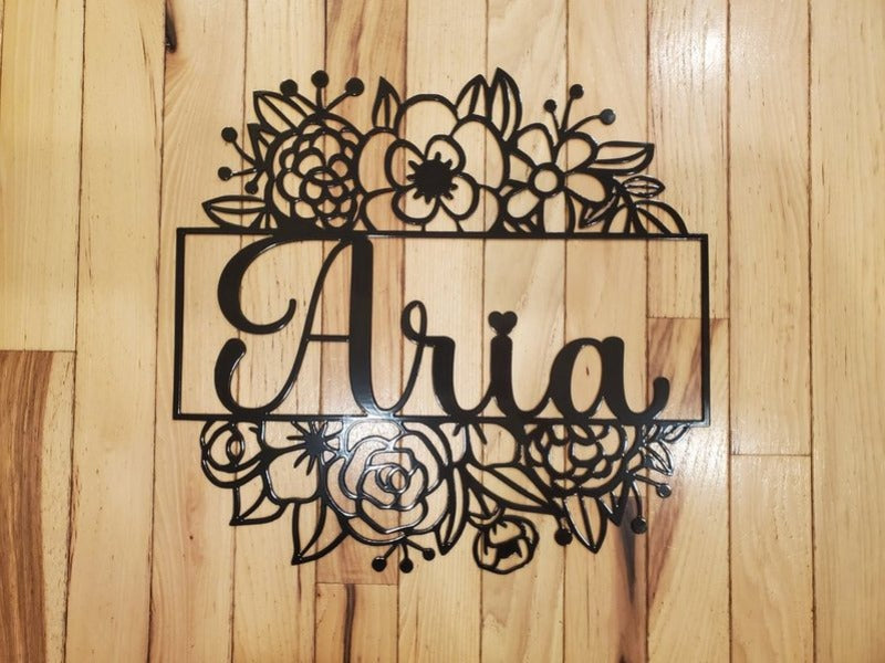 Floral Name Sign – Hyatt Custom Metalwork
